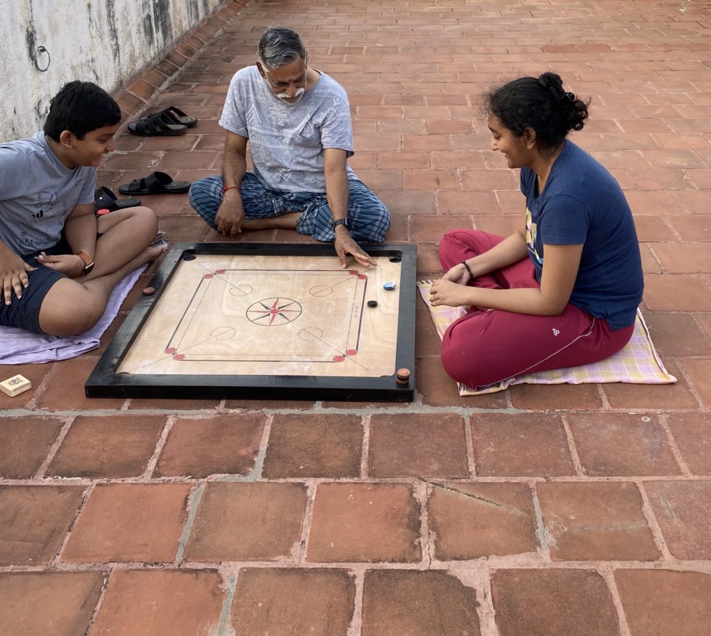 MYLAPORE TIMES - Playing carrom. Watering plants. Chanting Sahasranamam ...